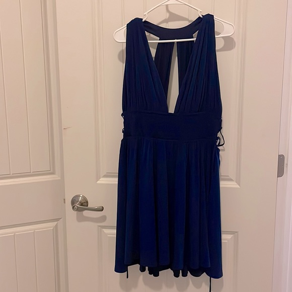 Express | Dresses | Blue Cut Out Dress Low Cut Open Sides Large From ...
